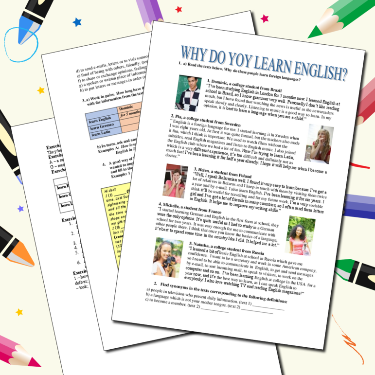 Рабочий лист по английскому языку "Why do you learn English?"