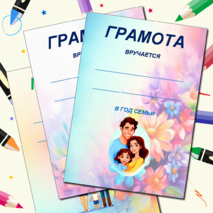 Грамоты 2024 Год семьи. Комплект грамот. Яркие и красочные + Шаблон