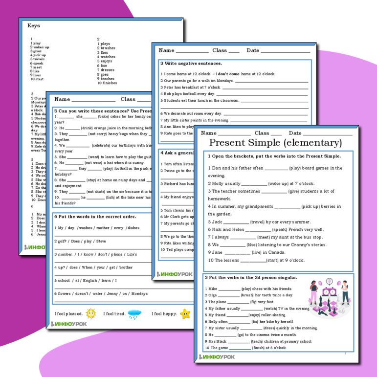 Рабочий лист по английскому языку "Present Simple_elementary"