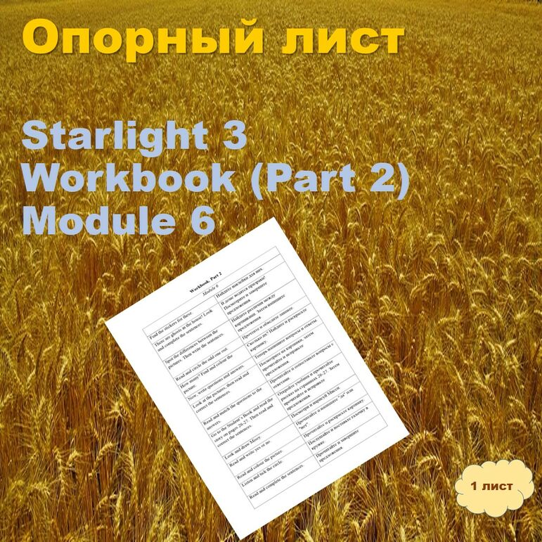 Опорный лист ученика. Starlight 3, Workbook, Module 6.