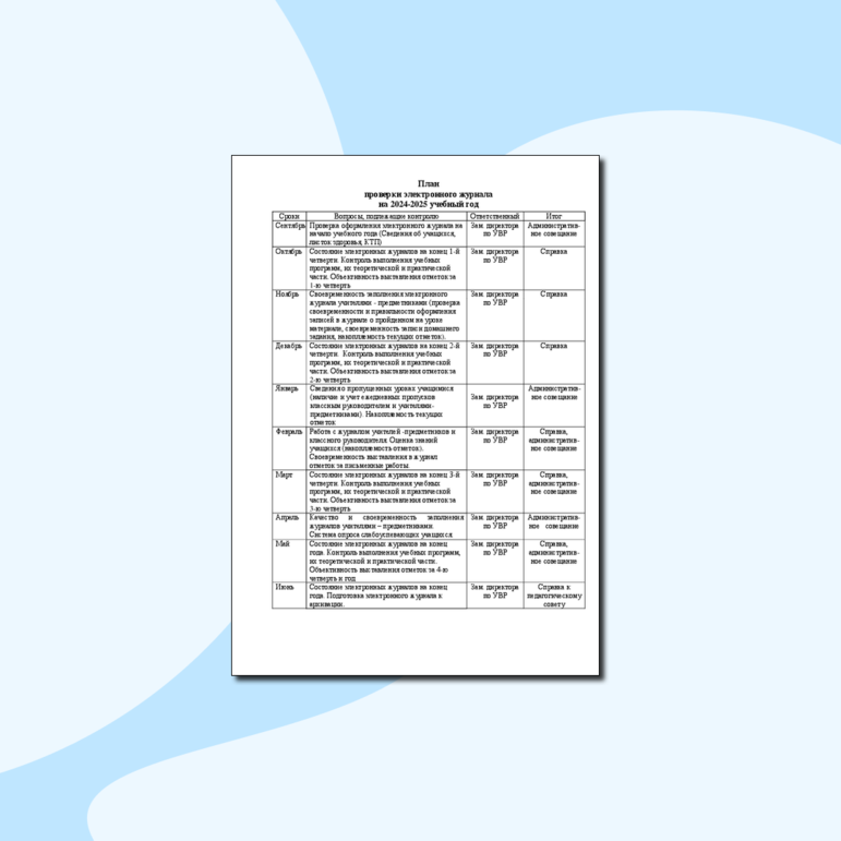 План график проверки электронного журнала на 2024 2025 учебный год