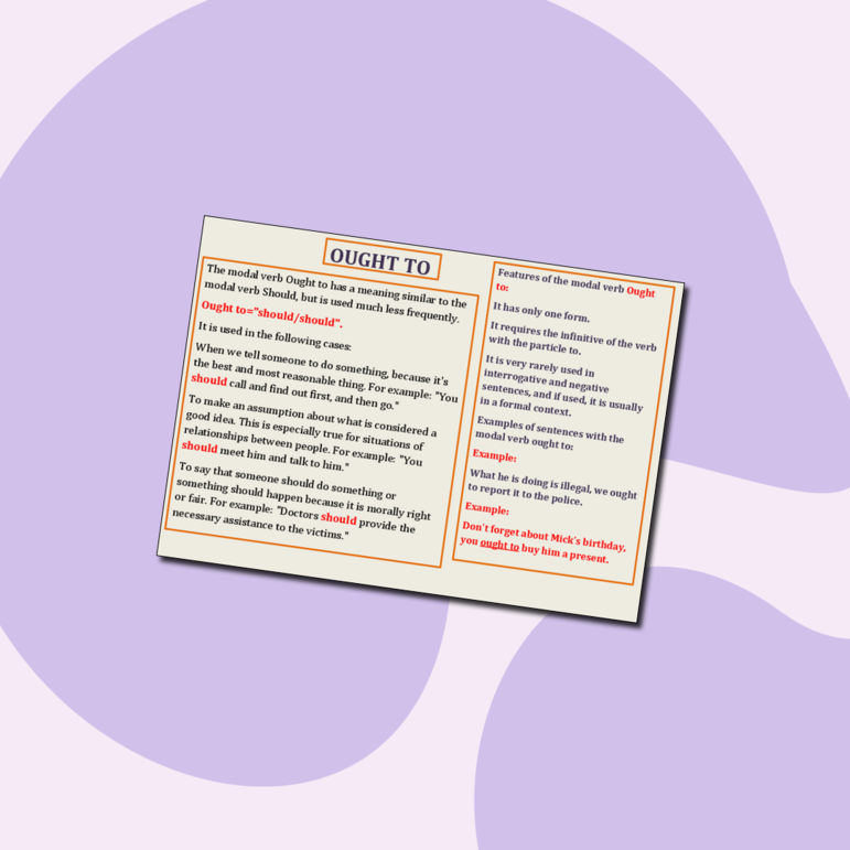 Памятка Модальный глагол Ought to